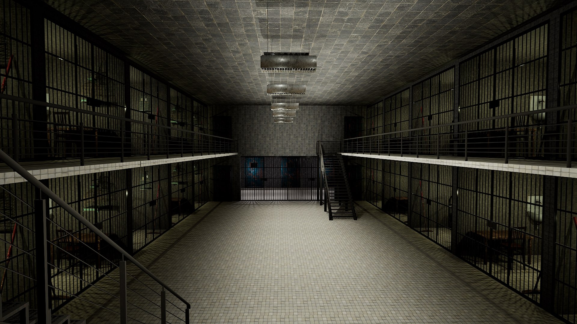 3D The Darkcell Prison Silent Wards 24 Cell 2 Storey Facility Model ...