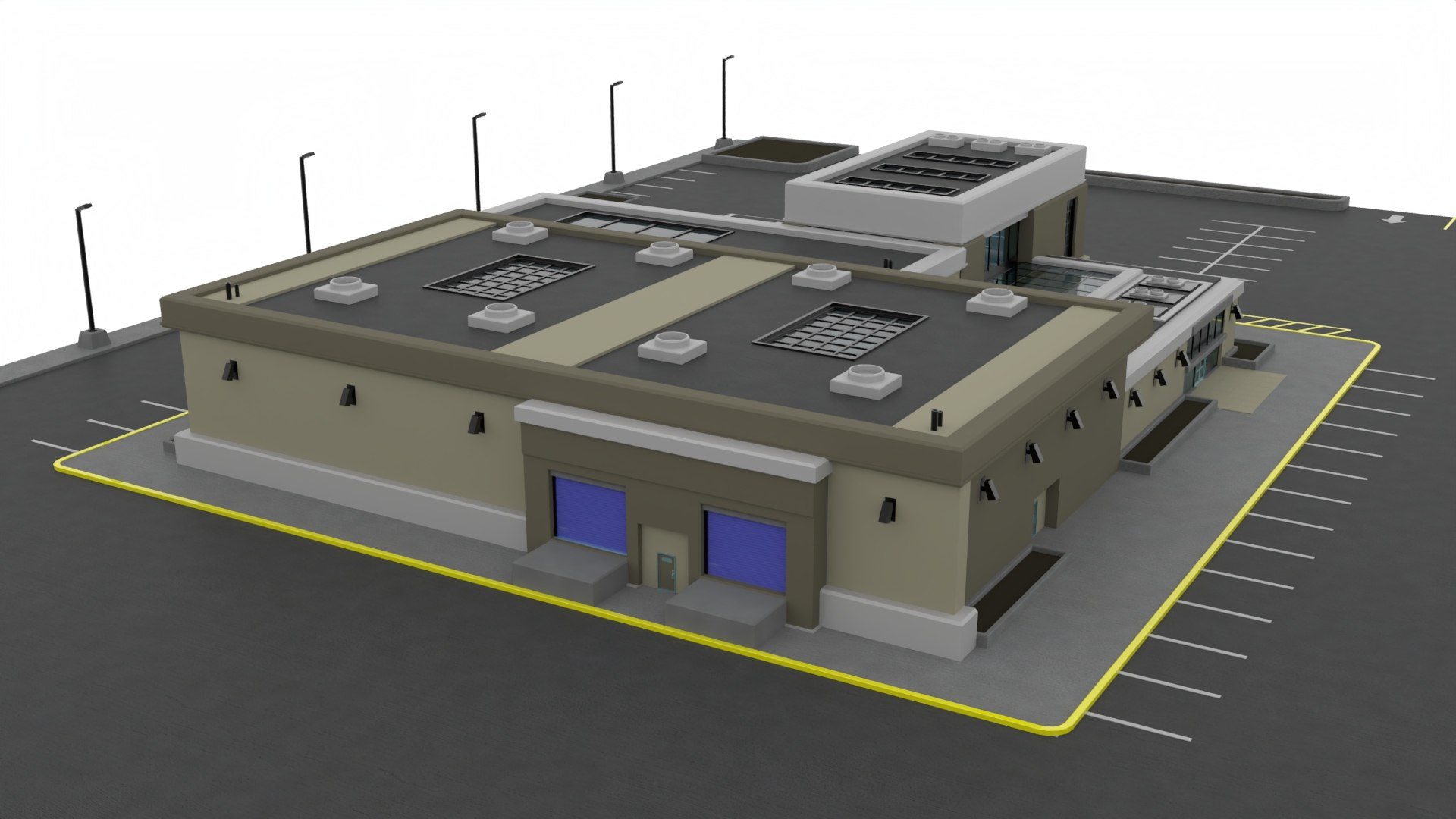 Grocery Store Interior Exterior Supermarket Building 3D - TurboSquid ...