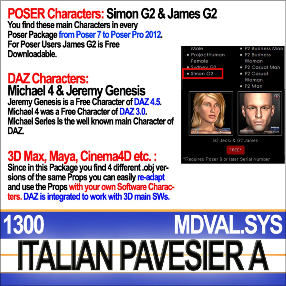 3d Props Set Daz Italian