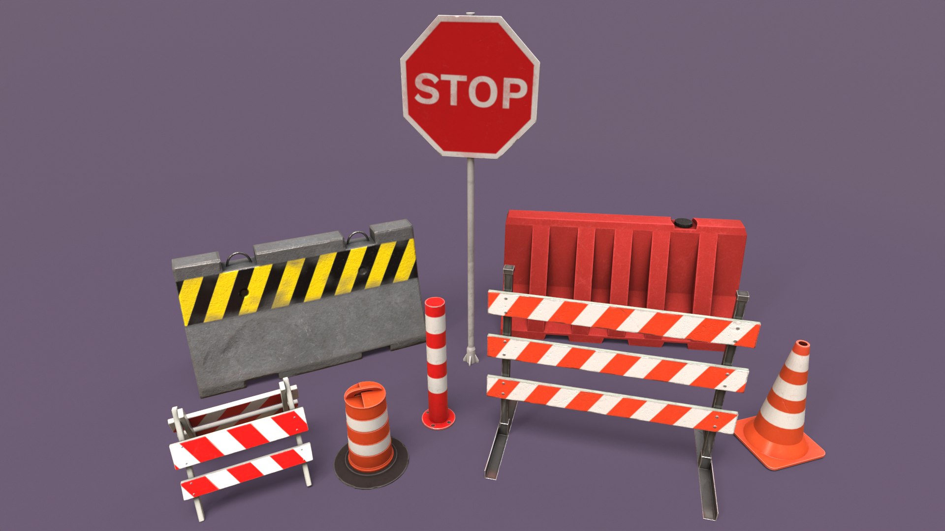 Traffic Objects Pack LowPoly 3D Model Model - TurboSquid 2076714