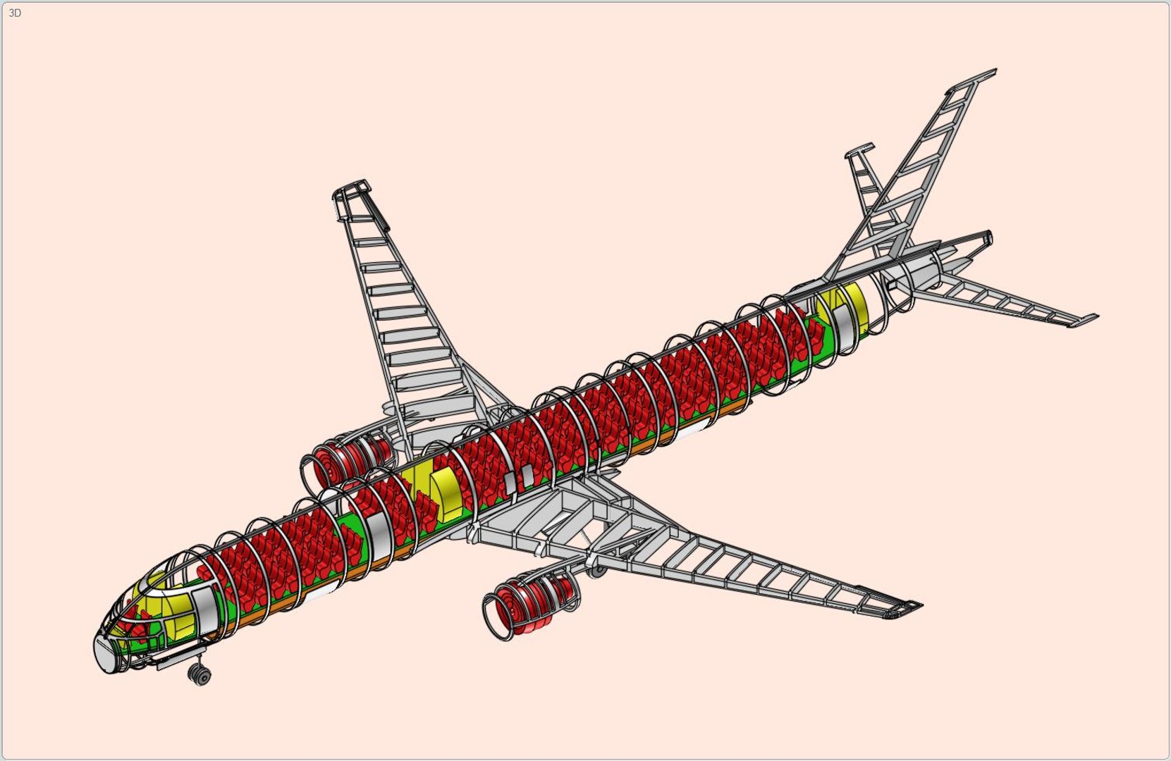 3d c-32 transport aircraft solid model