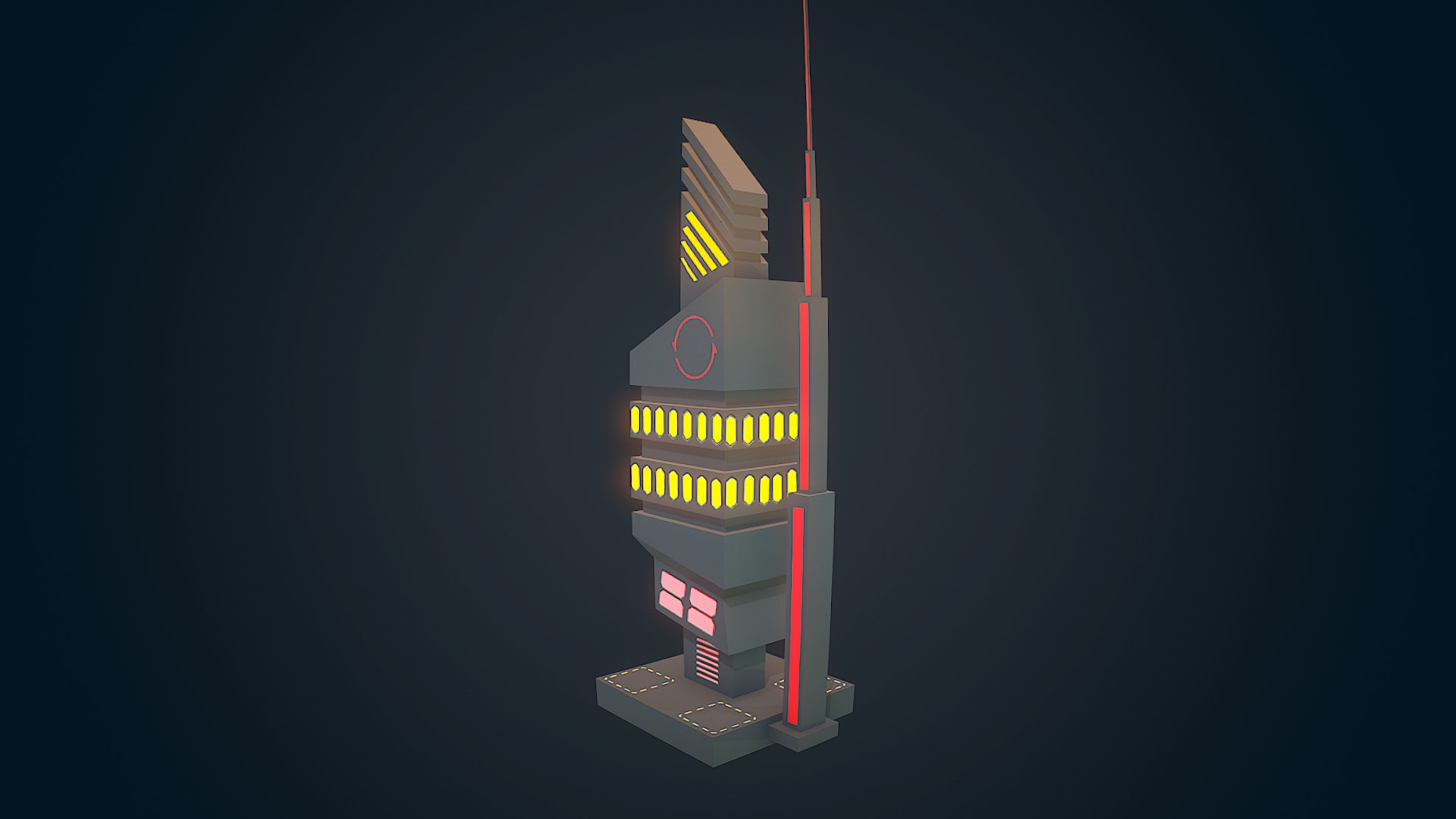3D model sci-fi building-02 low-poly - TurboSquid 1563767
