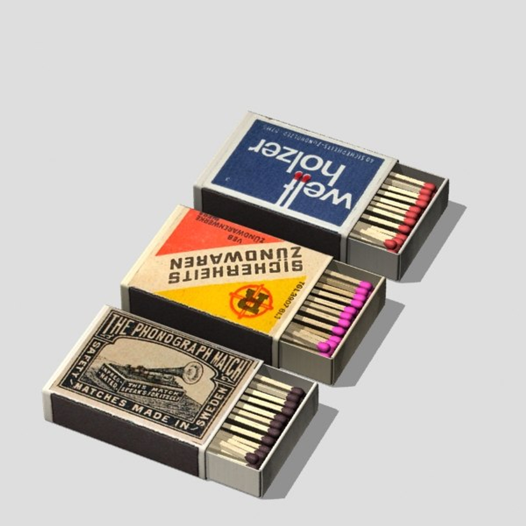3d Model Of Matchboxes Matches
