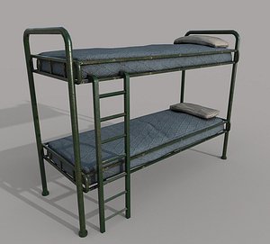 Old Bunk Bed Mattress And Pillows 3D Model - TurboSquid 1745556