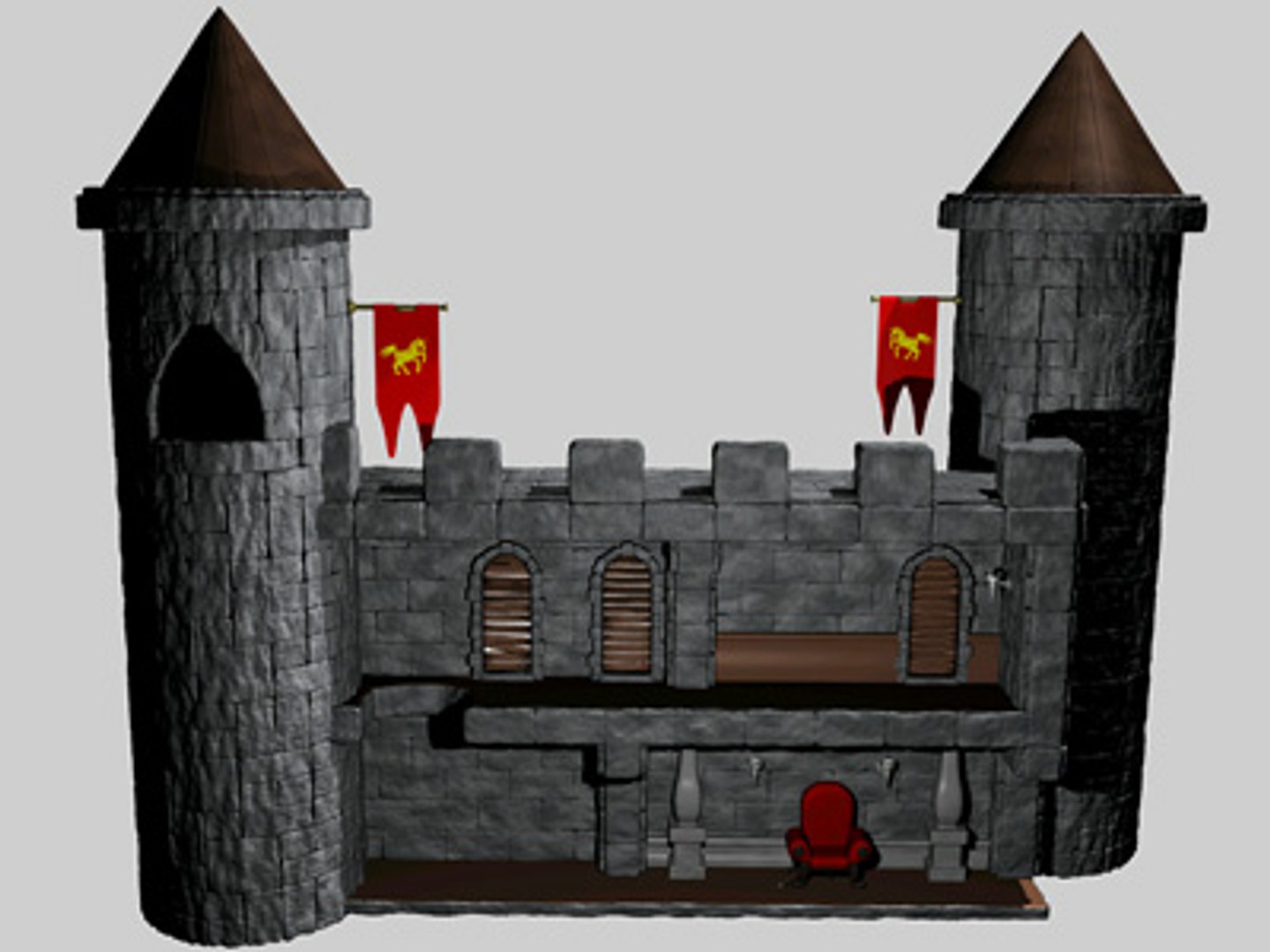 cutaway castle 3d model