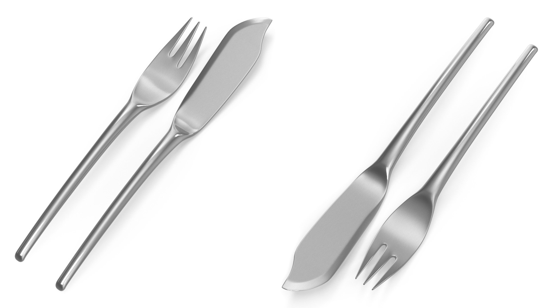 3D Fish Cutlery Set Silver - TurboSquid 2187617