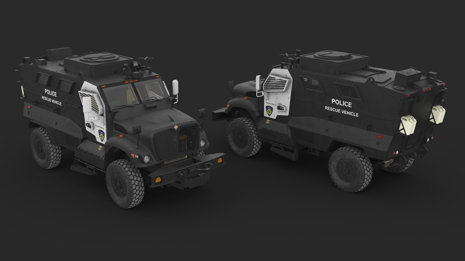 3D Model Armored Police Rescue Vehicle Black Rigged For Maya ...