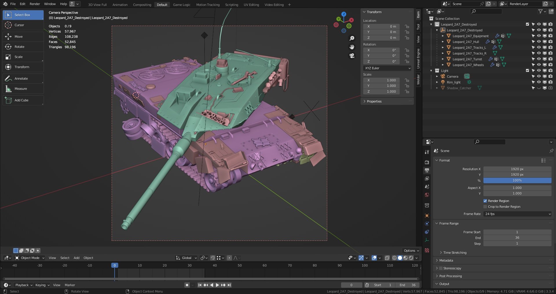3D model Leopard 2A7 Tank Destroyed - TurboSquid 2162796