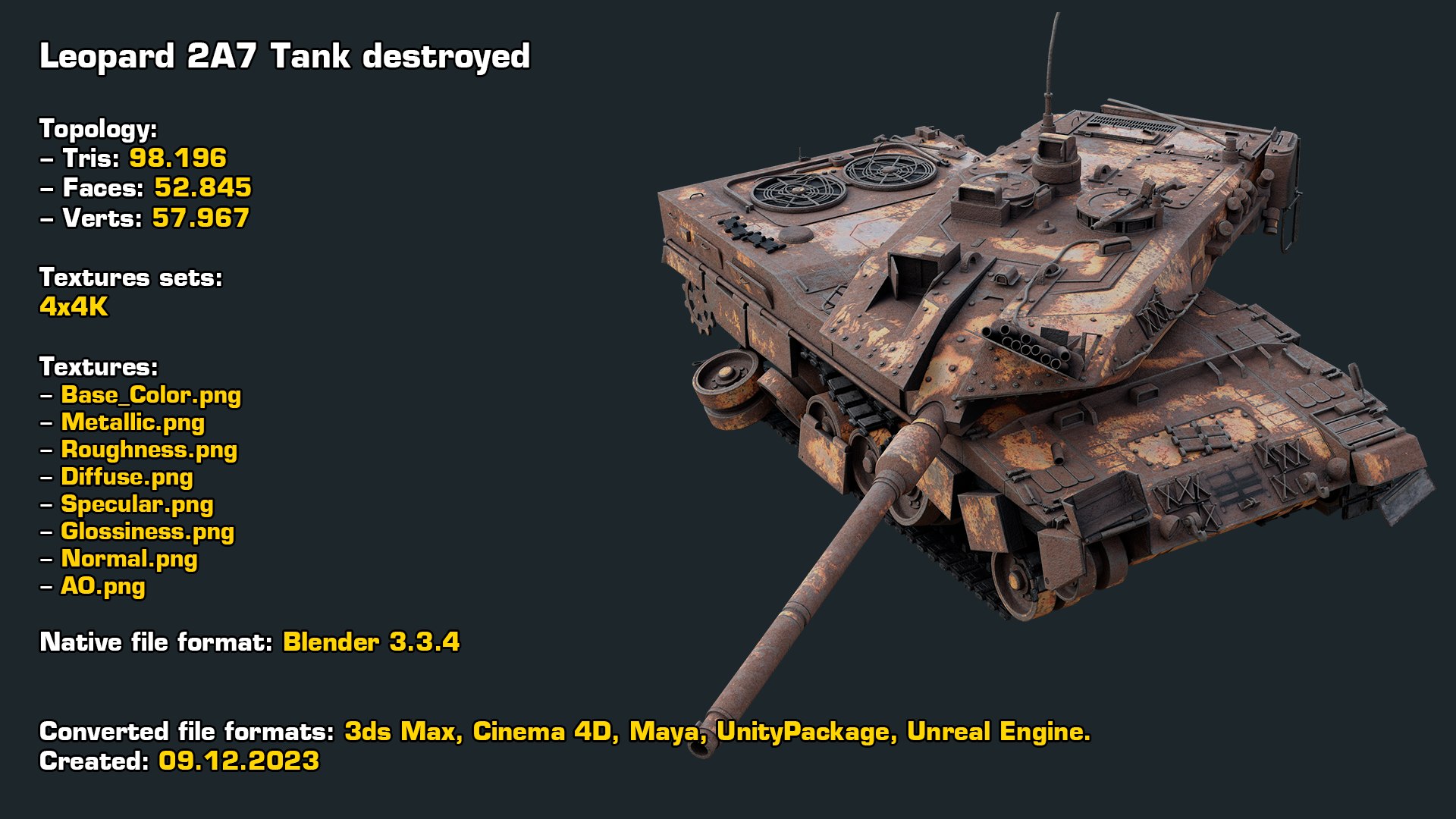 3D model Leopard 2A7 Tank Destroyed - TurboSquid 2162796