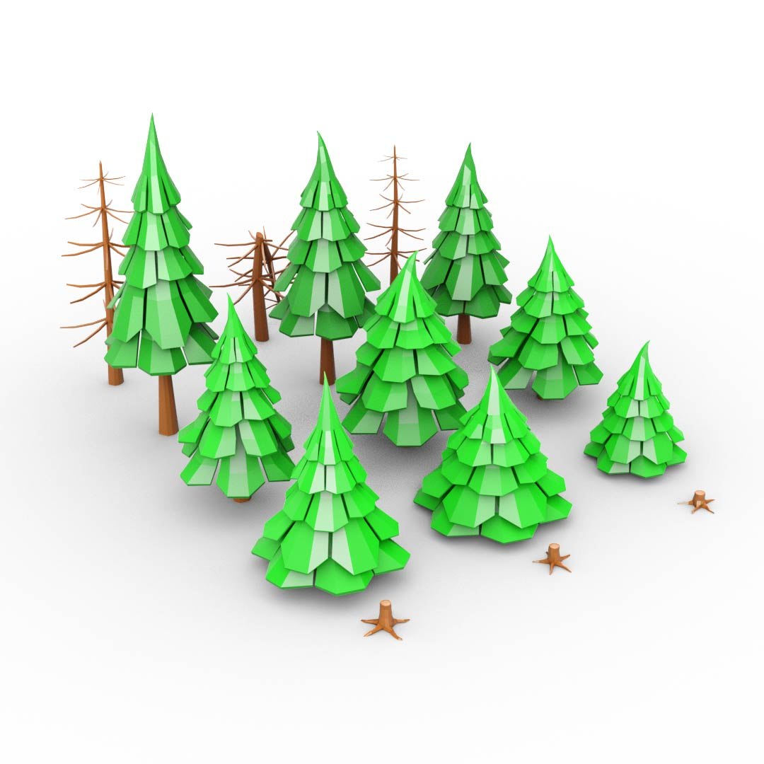 Pine forest polygonal tree 3D - TurboSquid 1577034
