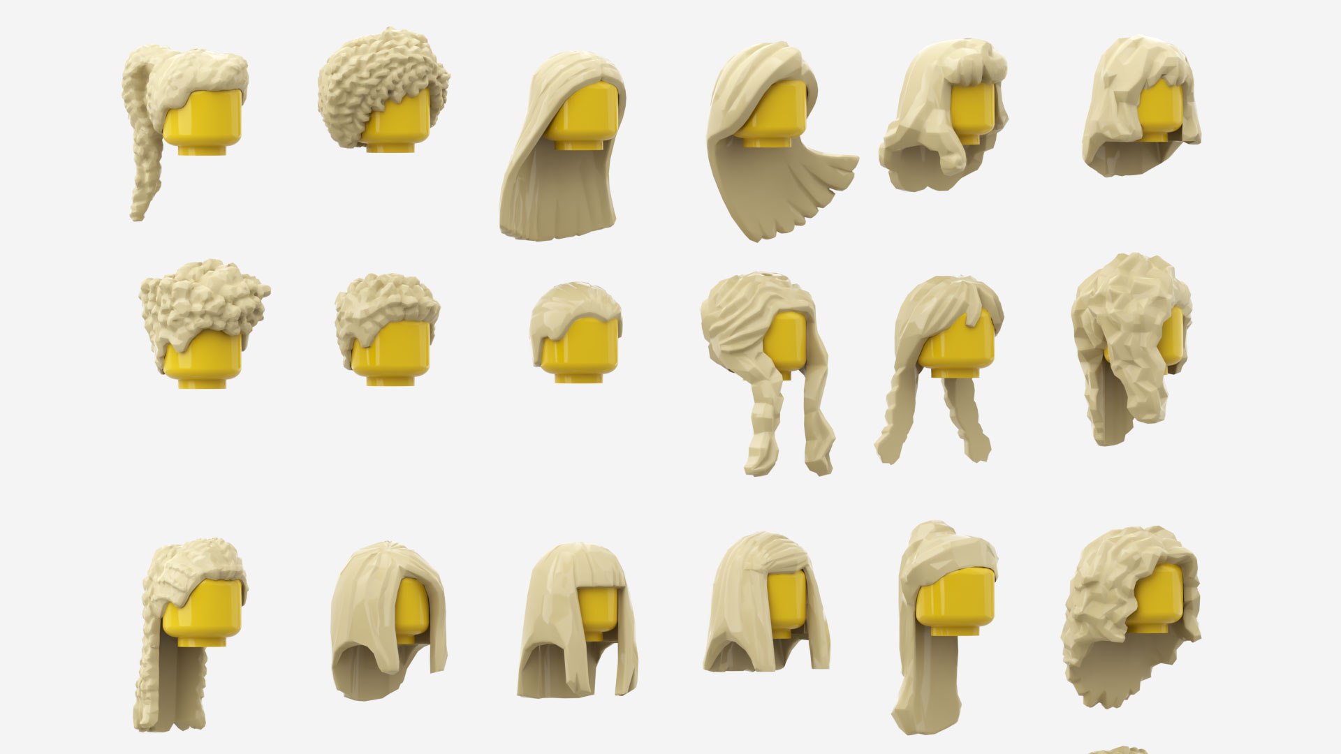 3D Lego Asset - Minifigures Hair Pack 1 - TurboSquid 2392272