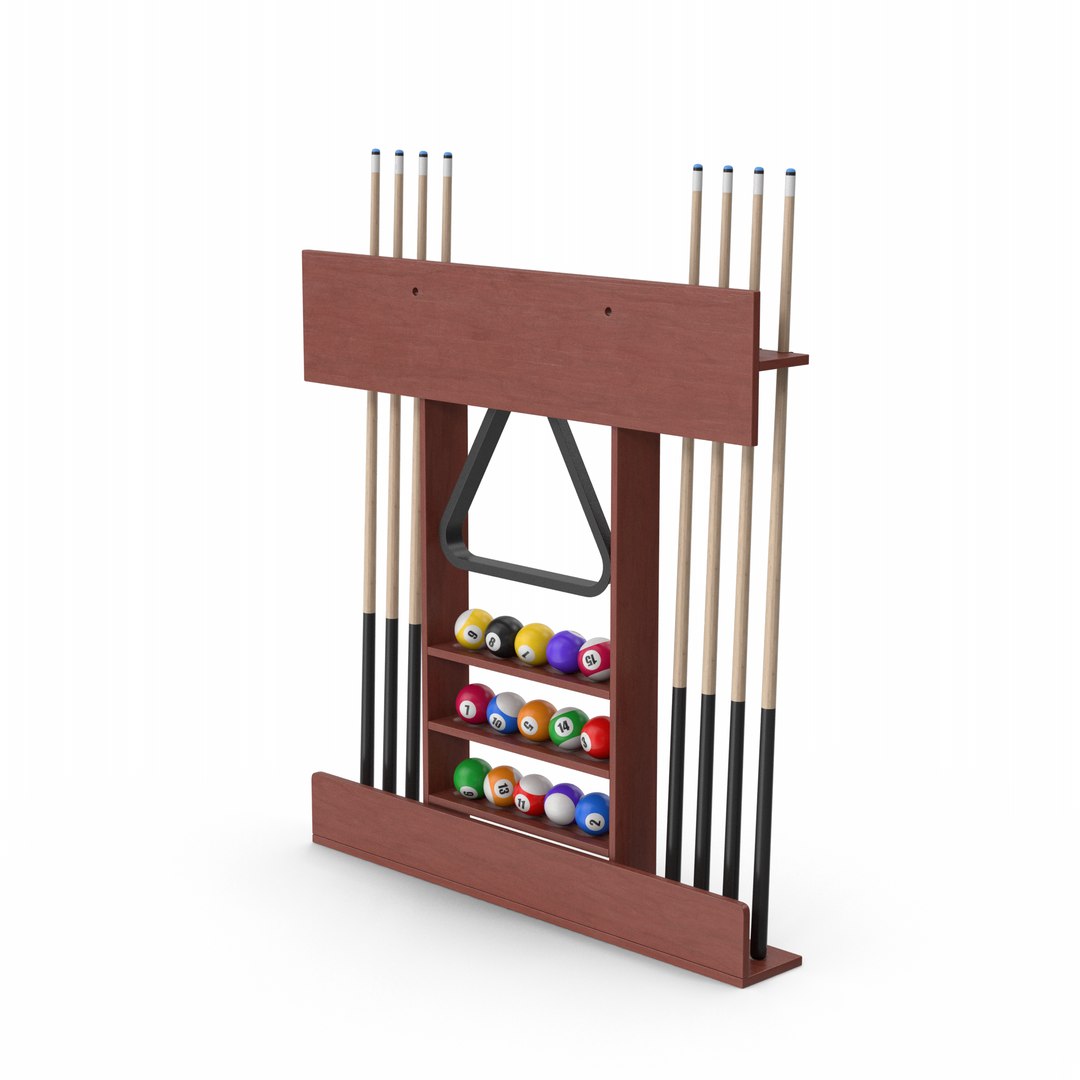 3D Dark Wood Billiard Cue Rack Model - TurboSquid 2188288