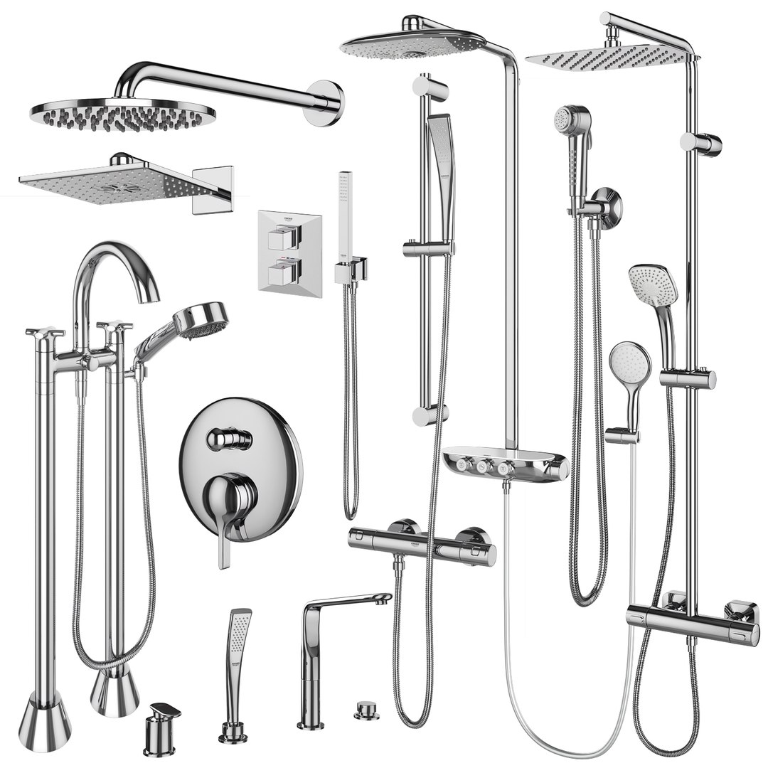 3D model Shower systems Grohe and Ideal standard set 143 - TurboSquid ...