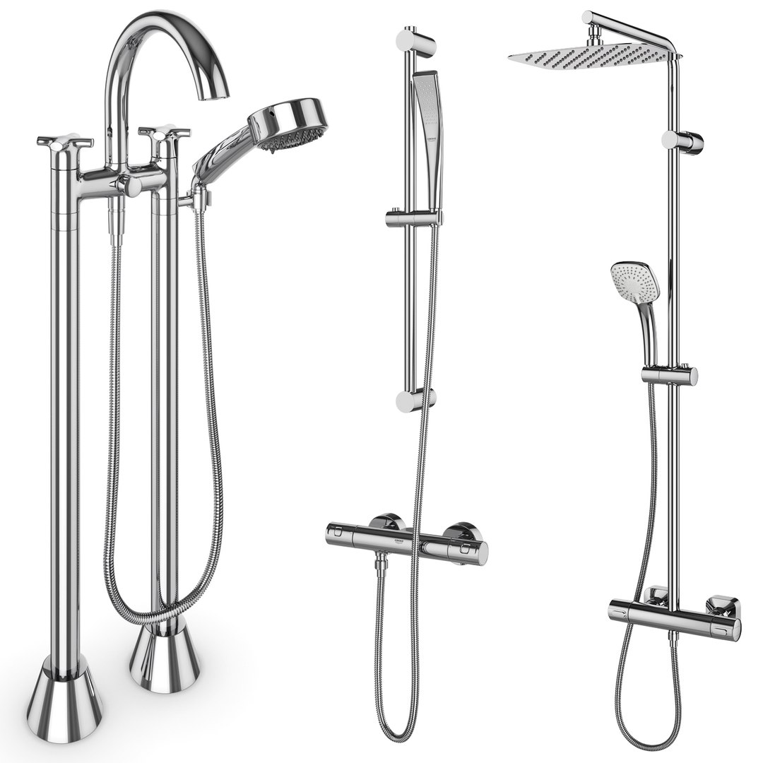 3D model Shower systems Grohe and Ideal standard set 143 - TurboSquid ...