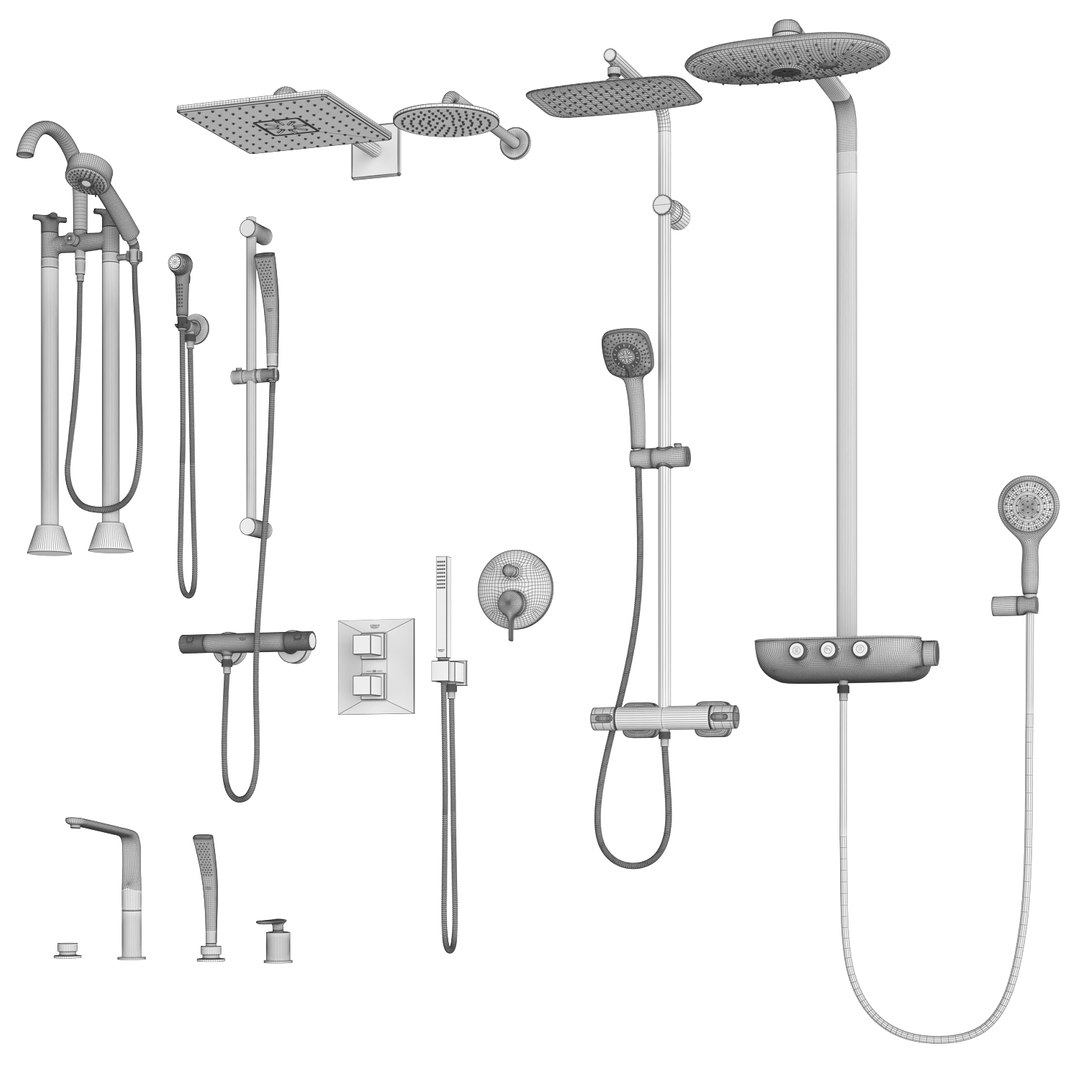 3D model Shower systems Grohe and Ideal standard set 143 - TurboSquid ...