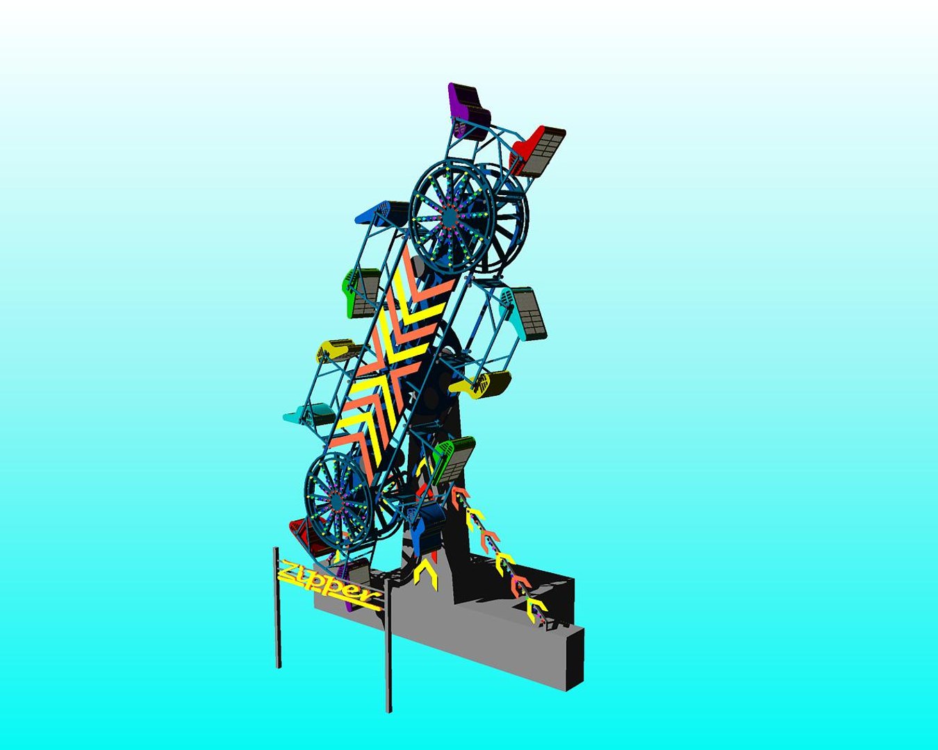 Zipper Thrill Ride 3d Dwg