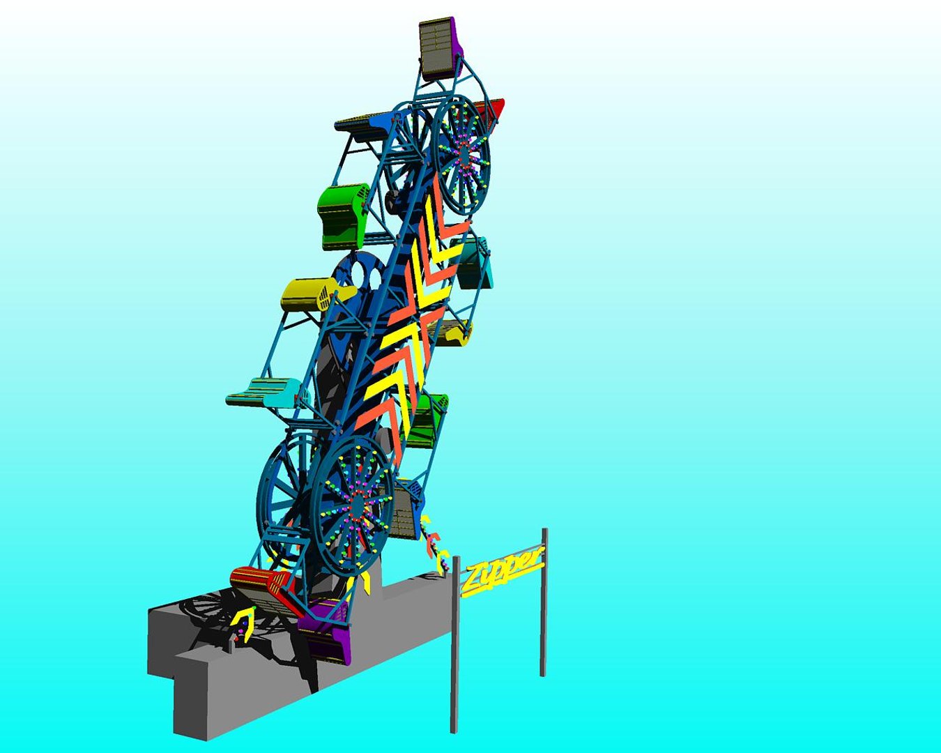 Zipper Thrill Ride 3d Dwg