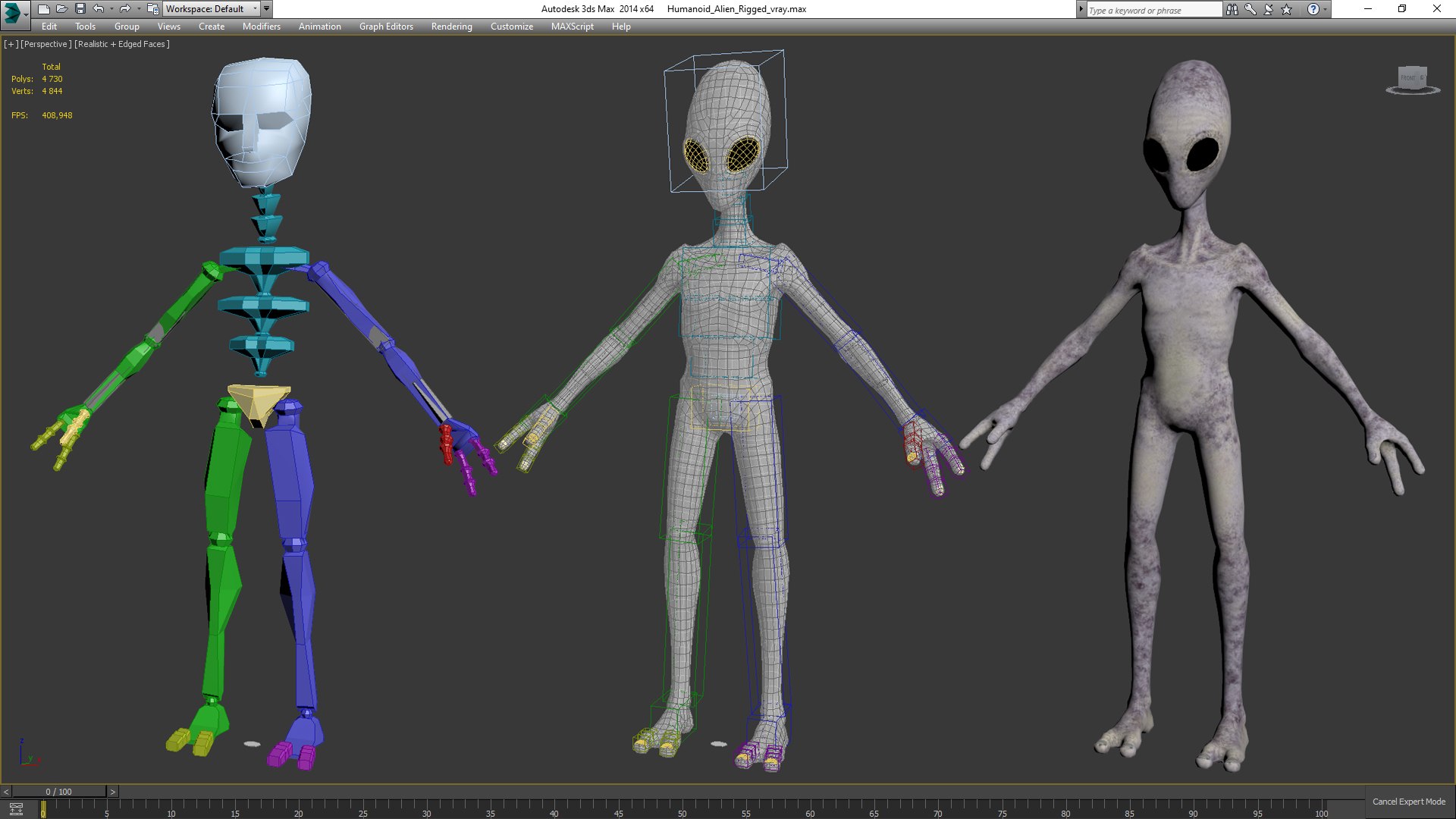 Humanoid alien rigged 3D model - TurboSquid 1631940