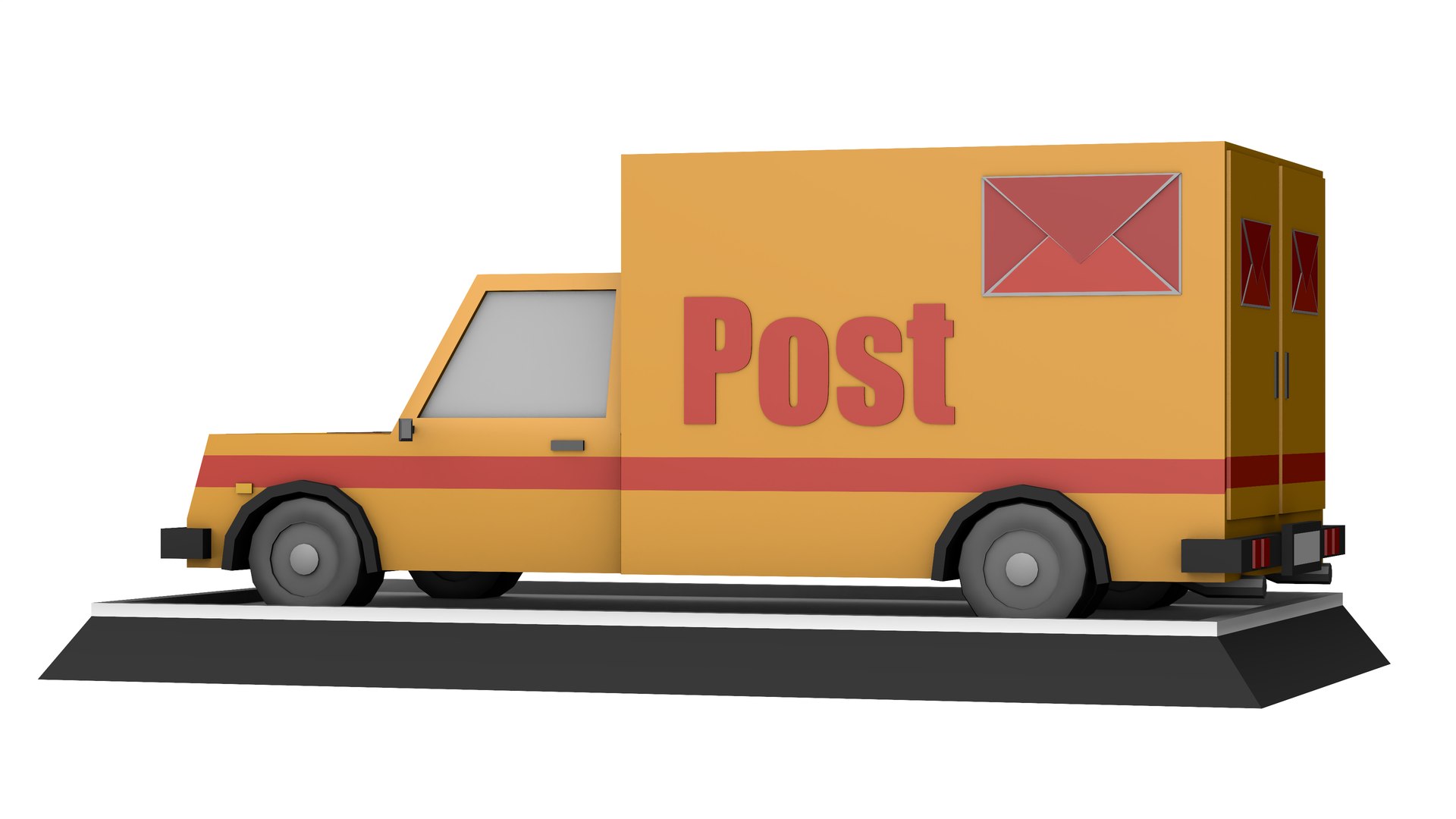 Postal Truck Low Poly 3D Model - TurboSquid 1937931