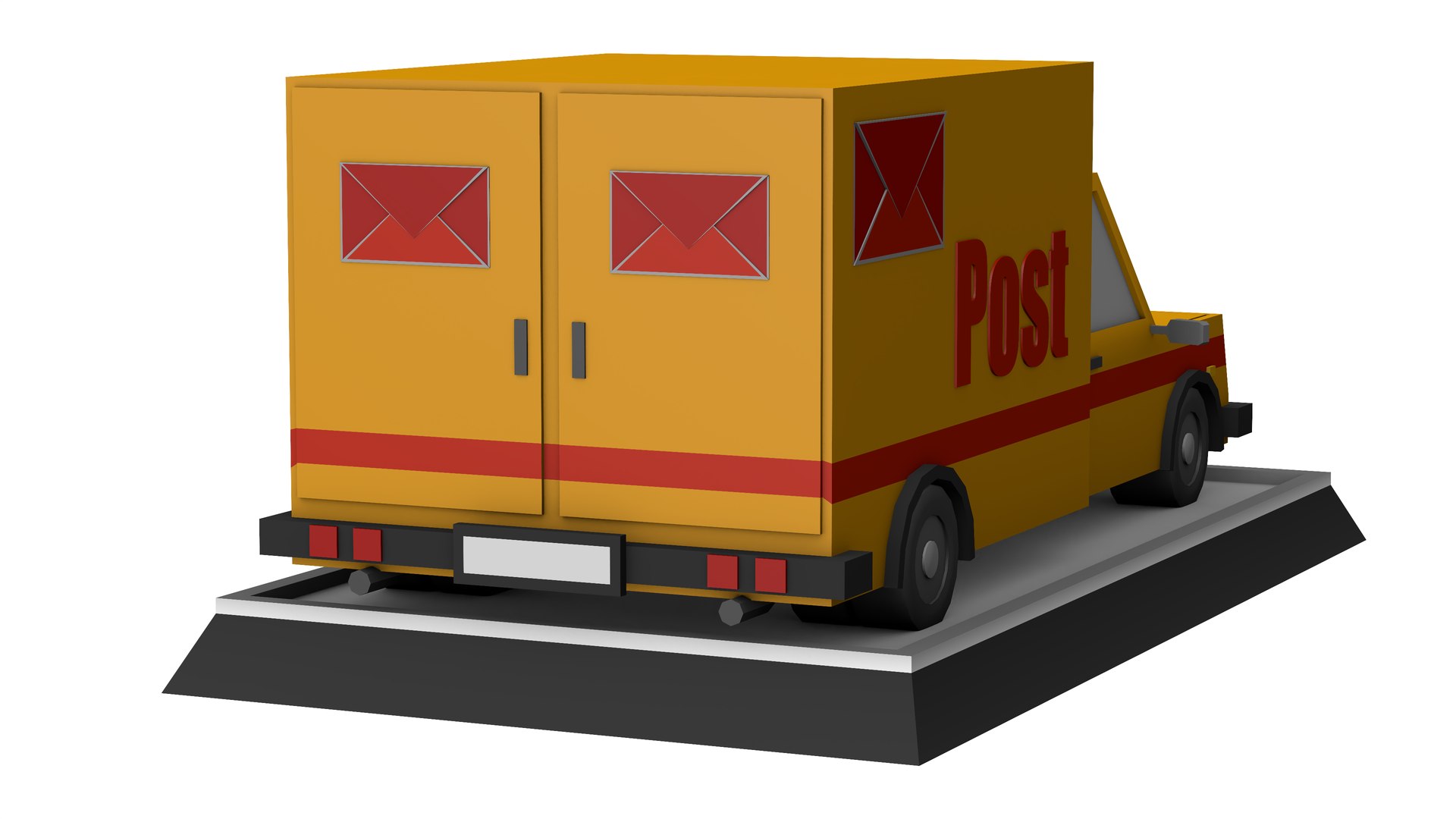 Postal Truck Low Poly 3D Model - TurboSquid 1937931