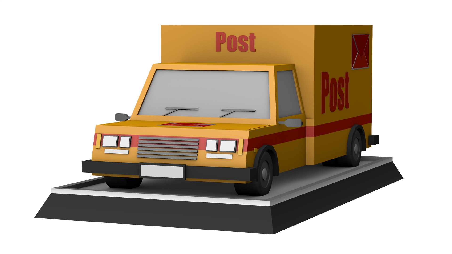 Postal Truck Low Poly 3D Model - TurboSquid 1937931