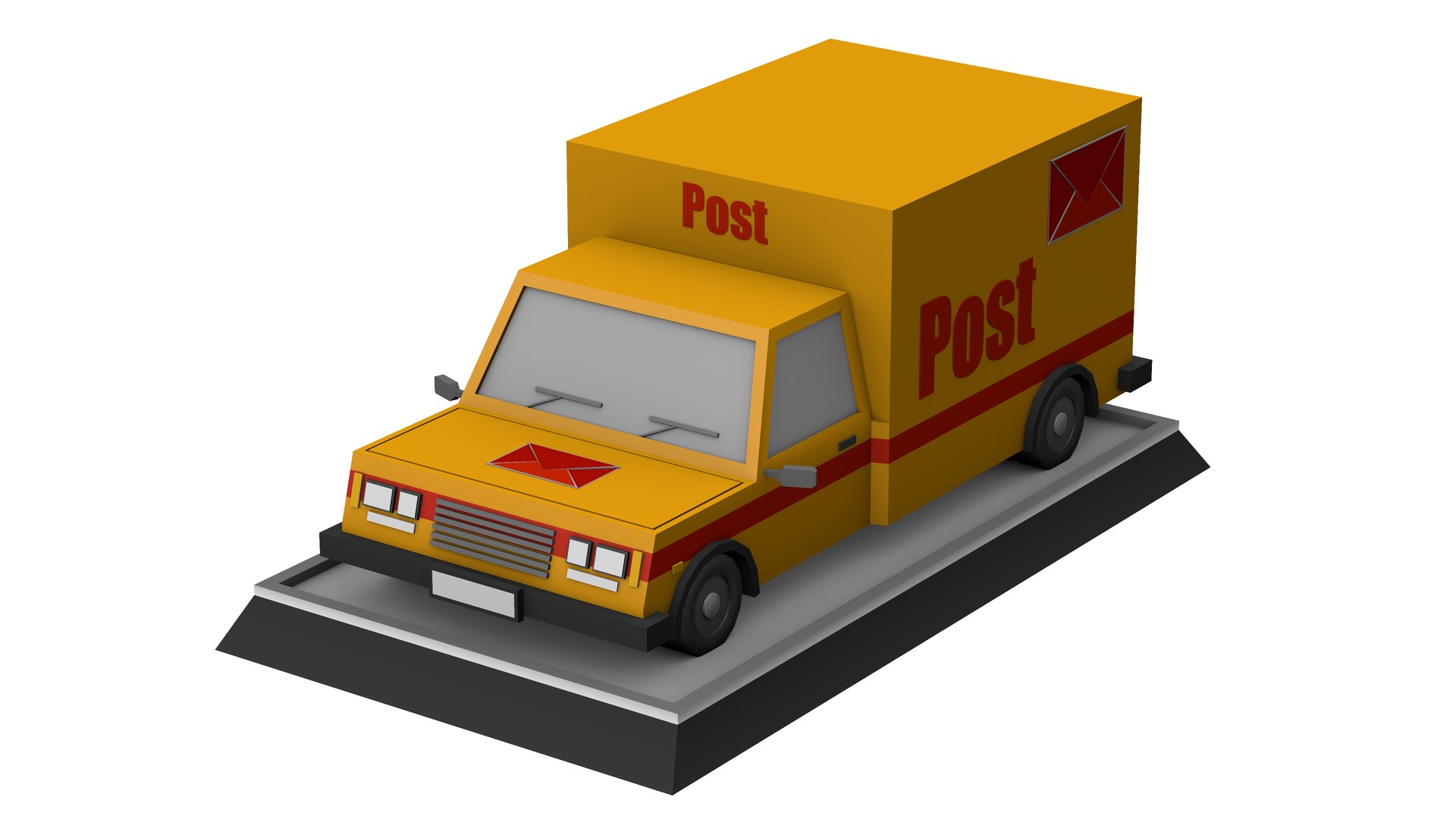 Postal Truck Low Poly 3D Model - TurboSquid 1937931