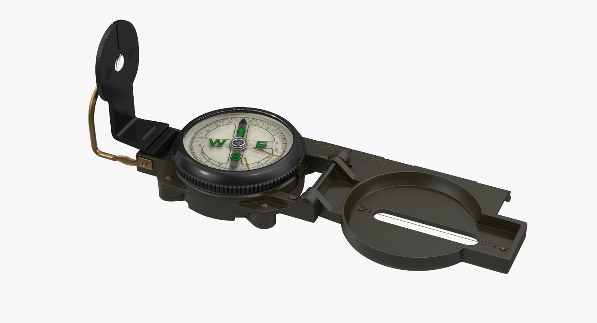 army pocket multifunction compass 3d model