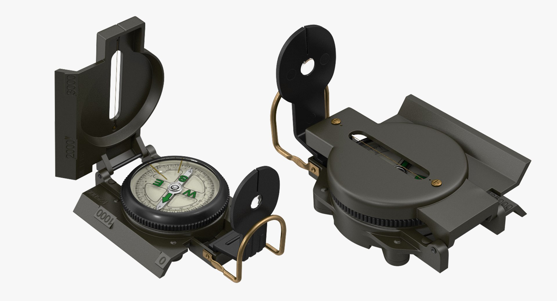 army pocket multifunction compass 3d model