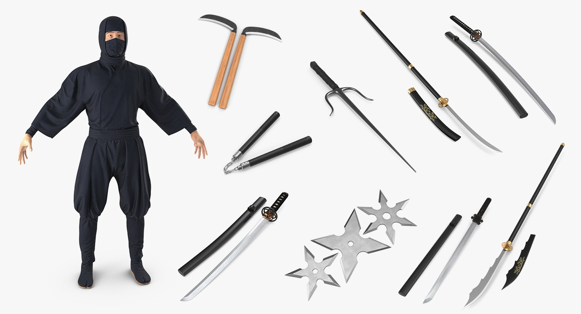 Ninja weapons 3D model - TurboSquid 1215689