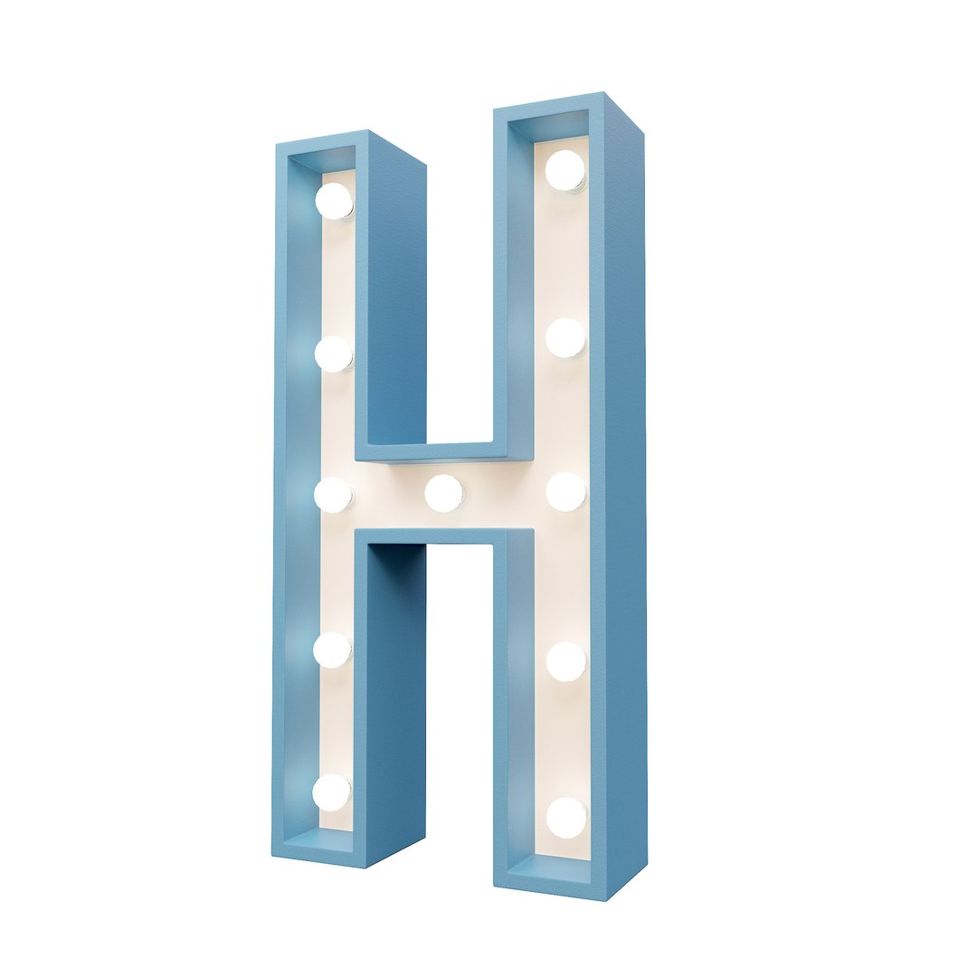 3D Marquee Letter H Led Glow Sign 3dmodel Model - TurboSquid 1973829