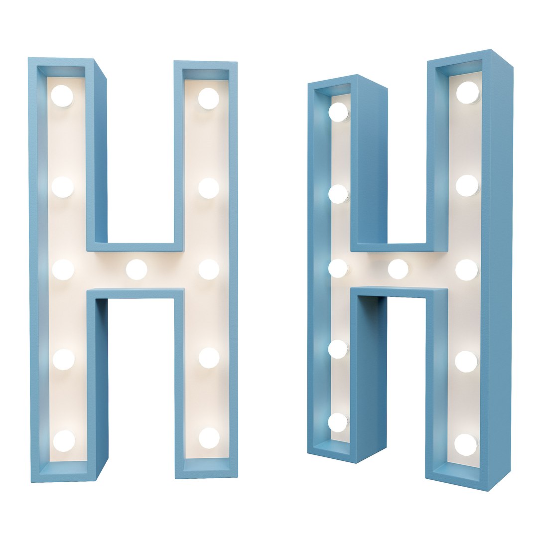 3D Marquee Letter H Led Glow Sign 3dmodel Model - TurboSquid 1973829