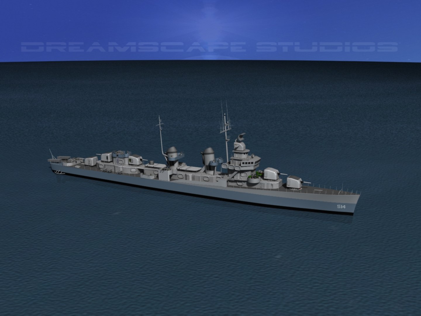 3d Anti-aircraft Fletcher Class Destroyers Model