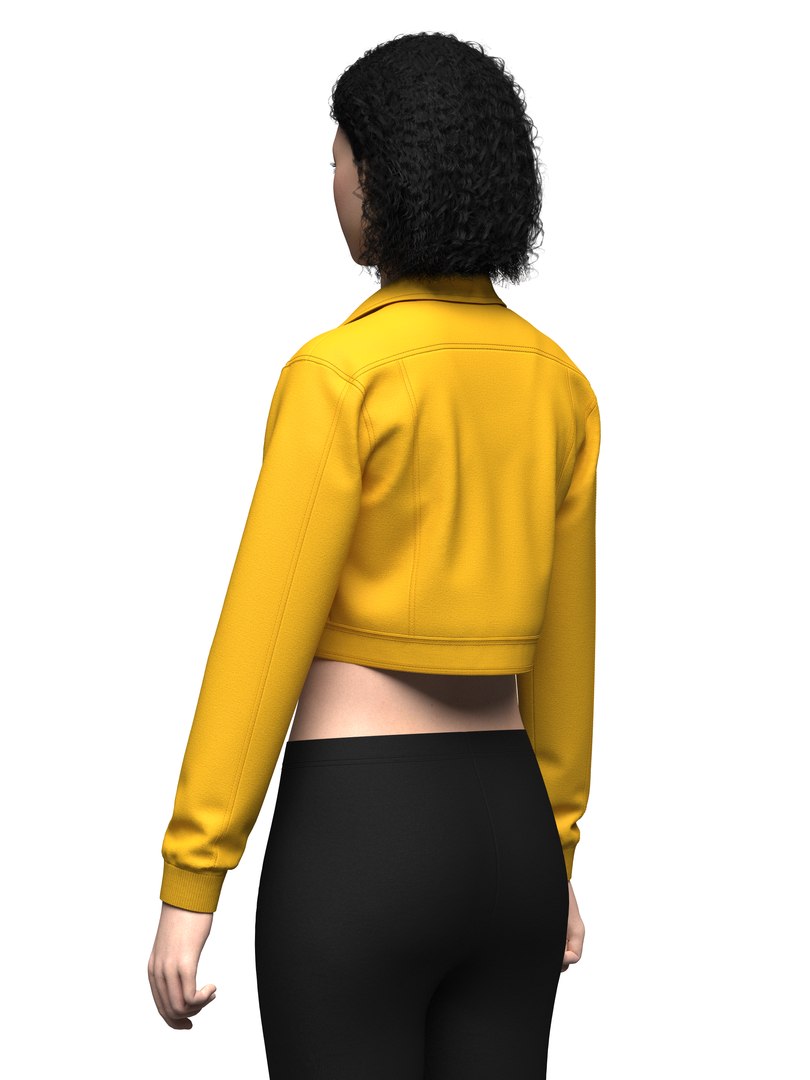 Womens Cropped Denim Jacket with Crop Top 3d Model 3D model ...