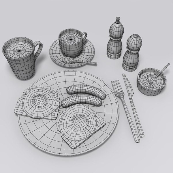 fried breakfast 3d model