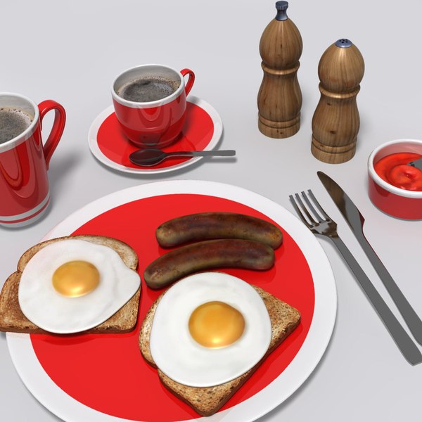 fried breakfast 3d model