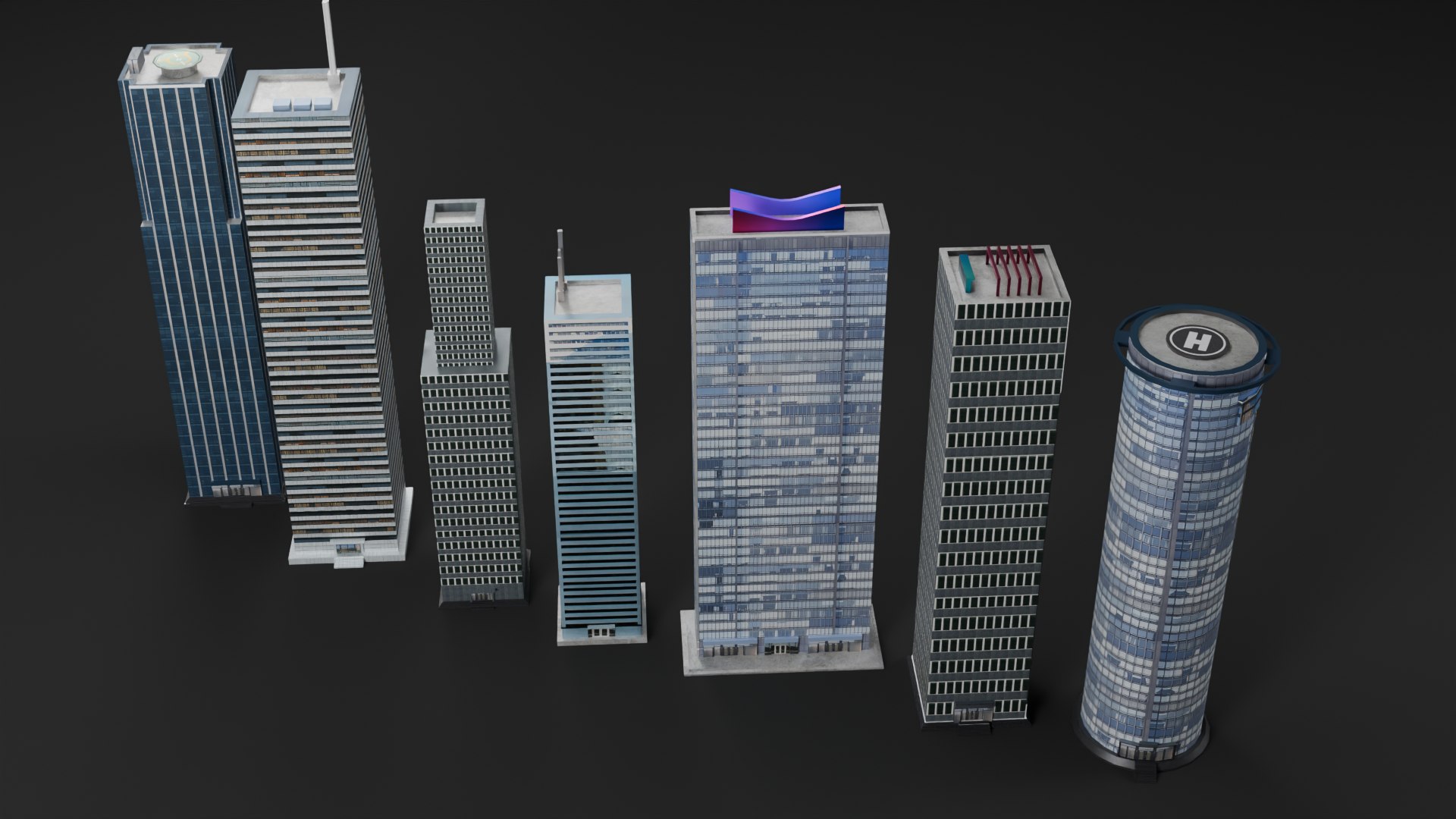 Low Poly Skyscrapers Pack 3D Model - TurboSquid 2344308