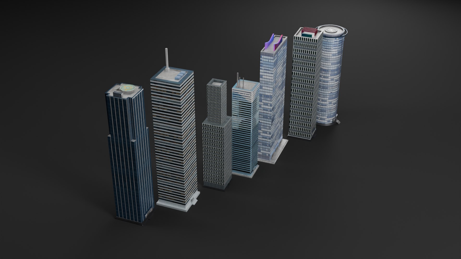 Low Poly Skyscrapers Pack 3D Model - TurboSquid 2344308