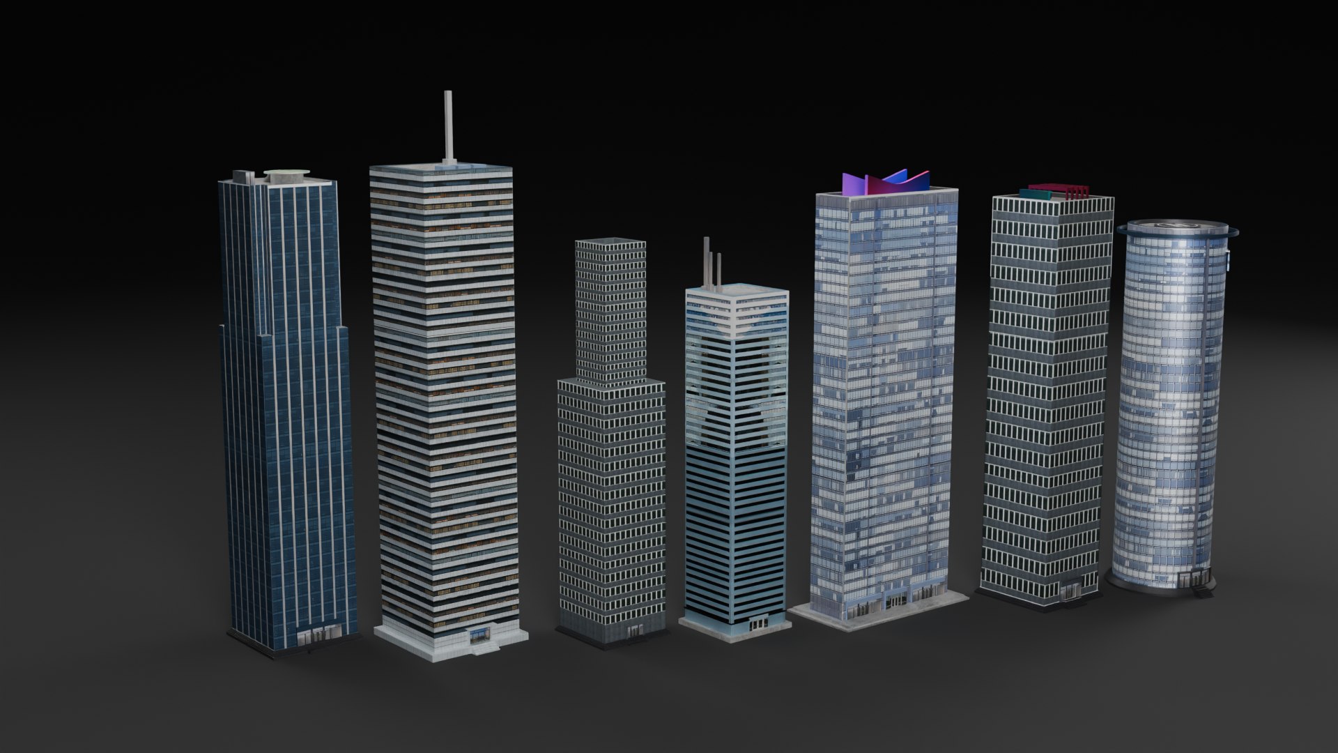 Low Poly Skyscrapers Pack 3D Model - TurboSquid 2344308