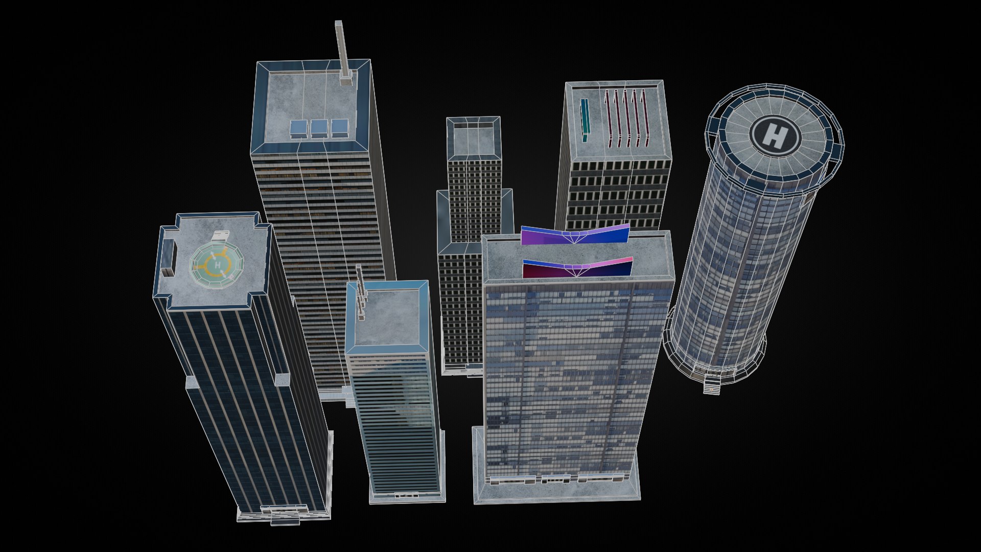 Low Poly Skyscrapers Pack 3D Model - TurboSquid 2344308