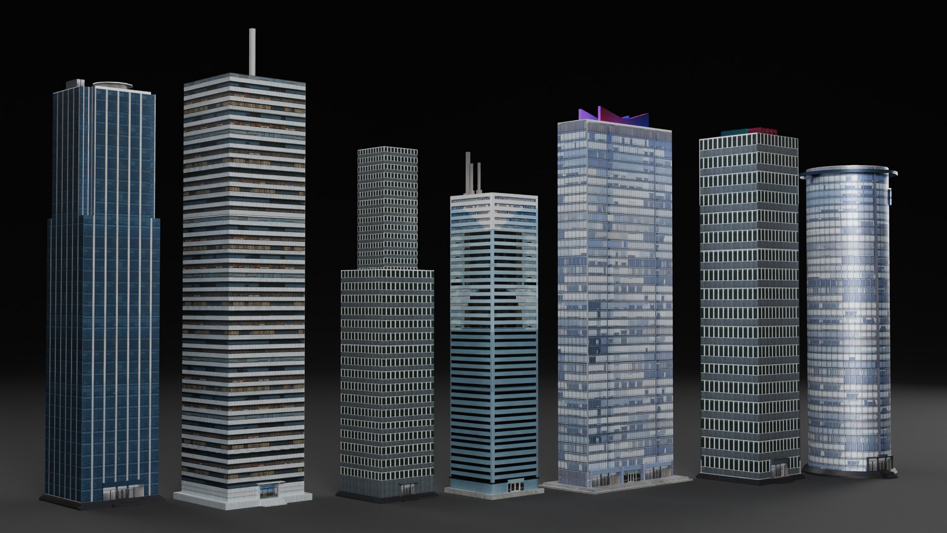 Low Poly Skyscrapers Pack 3D Model - TurboSquid 2344308