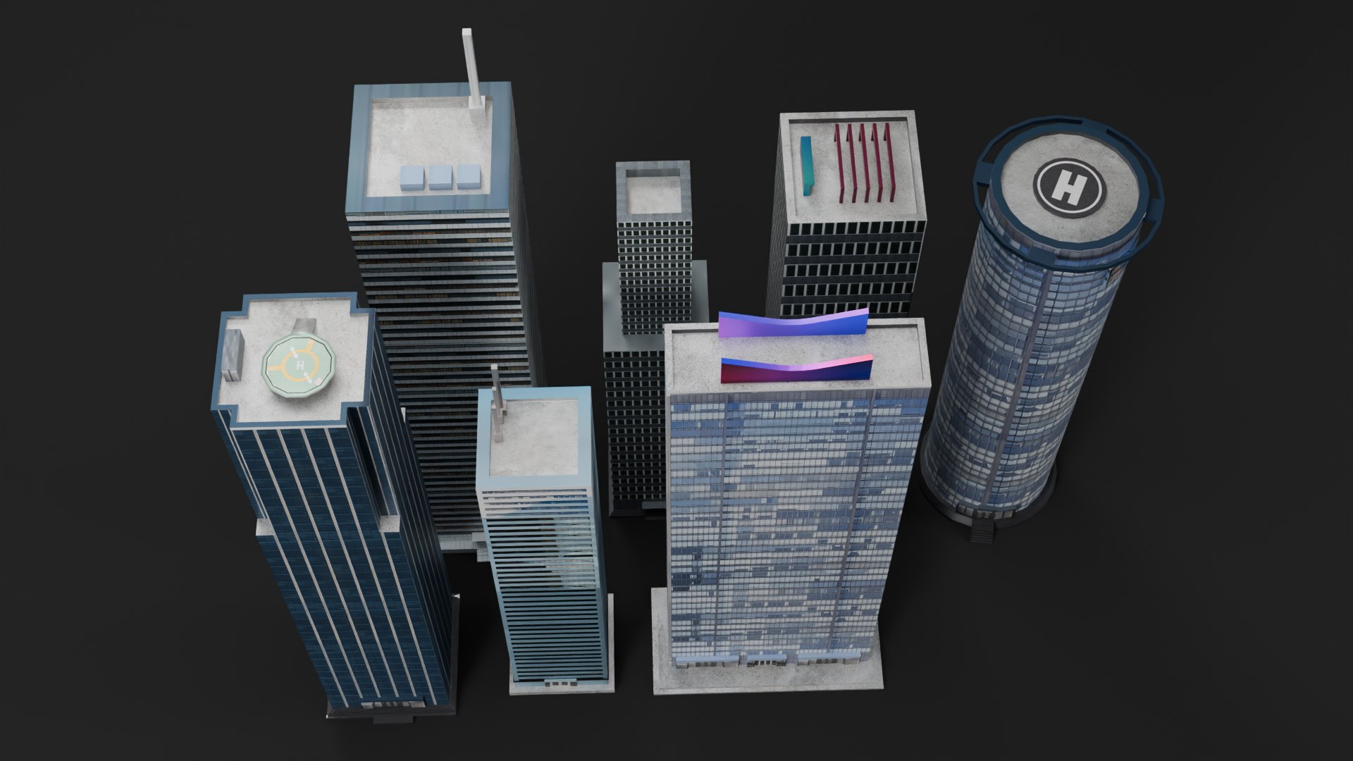 Low Poly Skyscrapers Pack 3D Model - TurboSquid 2344308
