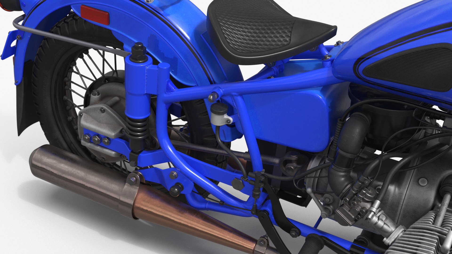 3D Retro Classic Blue Motorcycle Model - TurboSquid 2399364