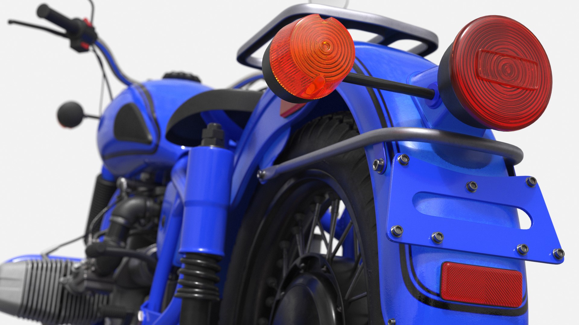 3D Retro Classic Blue Motorcycle Model - TurboSquid 2399364