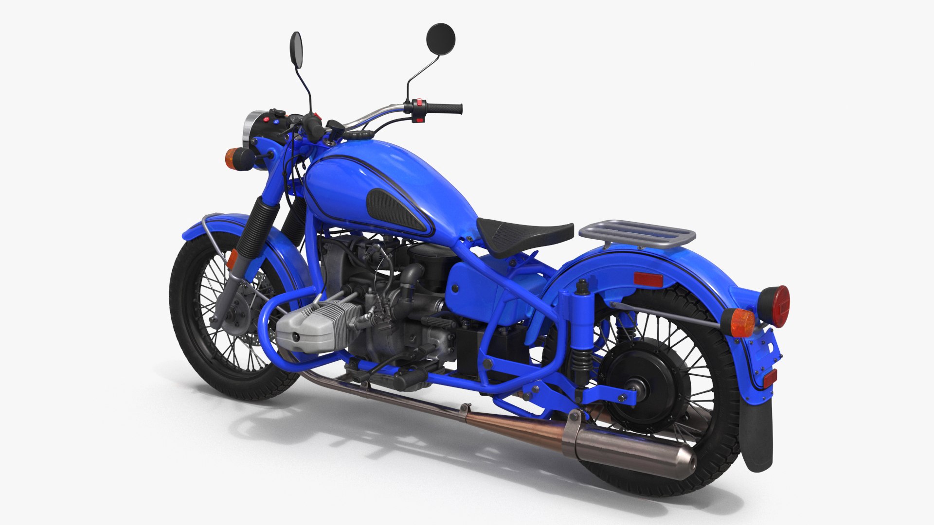 3D Retro Classic Blue Motorcycle Model - TurboSquid 2399364