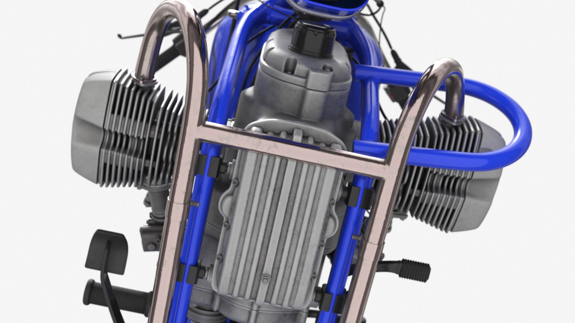 3D Retro Classic Blue Motorcycle Model - TurboSquid 2399364