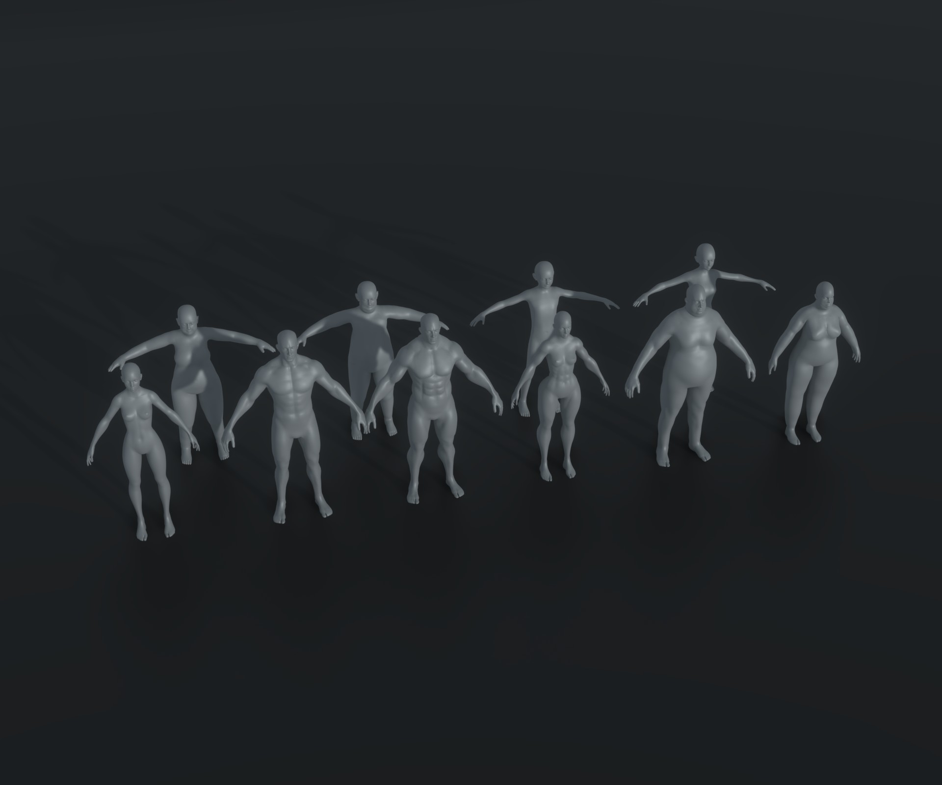 Human Body Base Mesh Animated and Rigged 20k Polygons 10 3D Models Pack ...