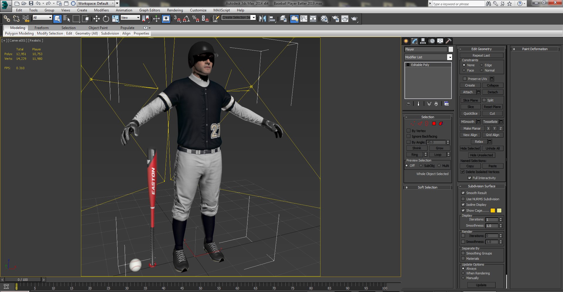 3D Baseball Player Bat Ball Model - TurboSquid 1462843