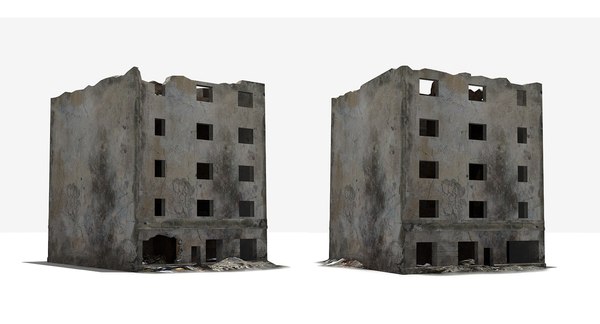3d ruined building damaged collections model