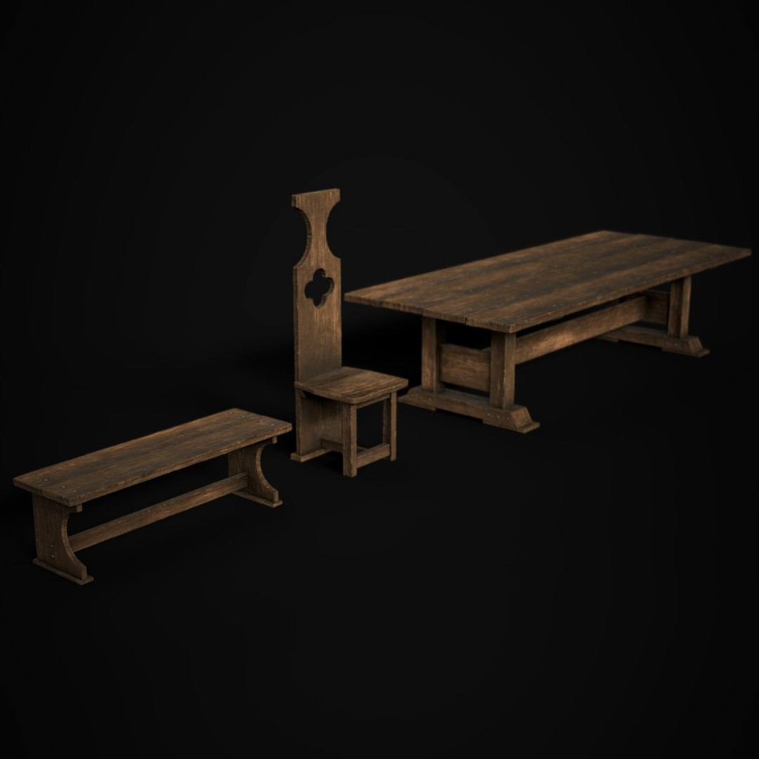 3D Ready Medieval Dining Table - TurboSquid 1405115
