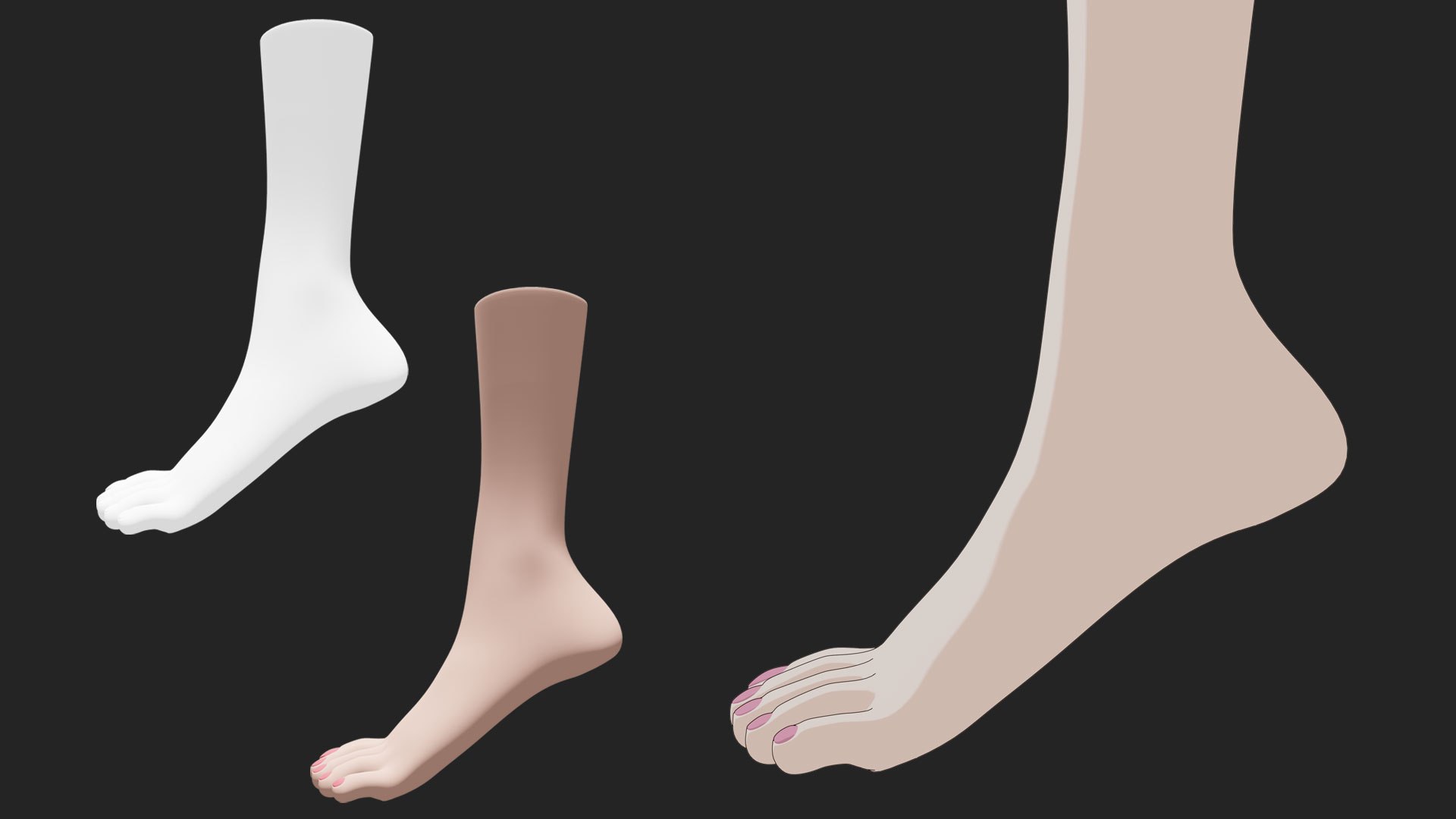 3D Female Foot In Cartoon Style Model - TurboSquid 1828301